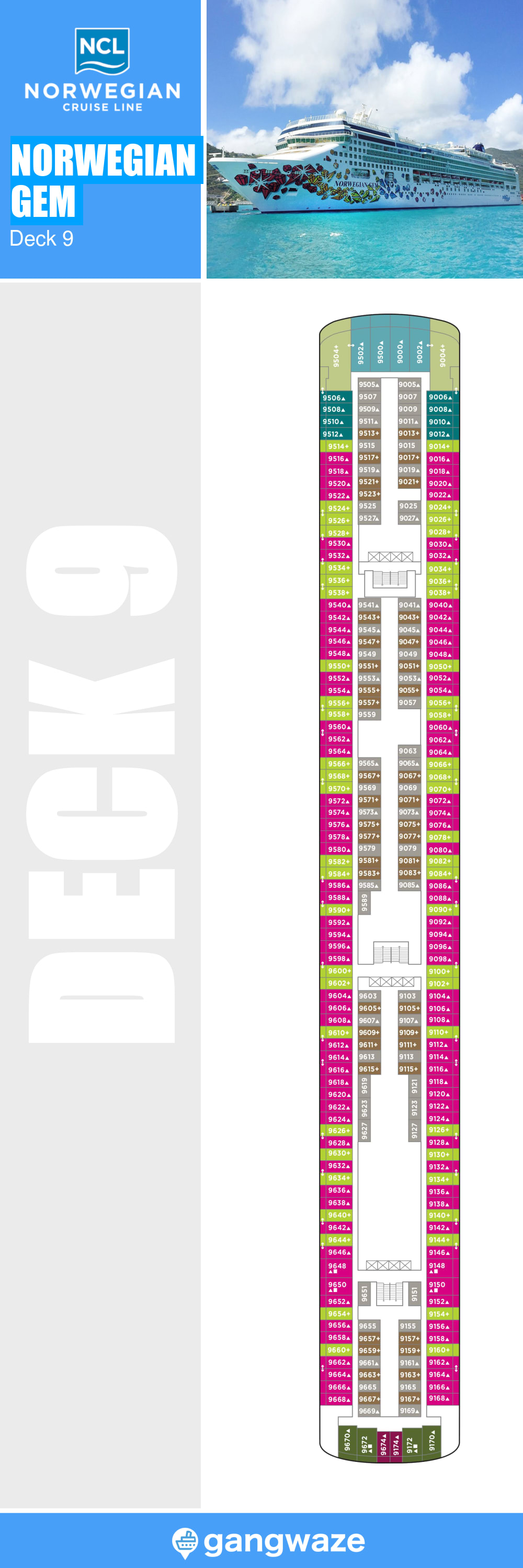Norwegian Gem Deck 9 - Activities & Deck Plan Layout