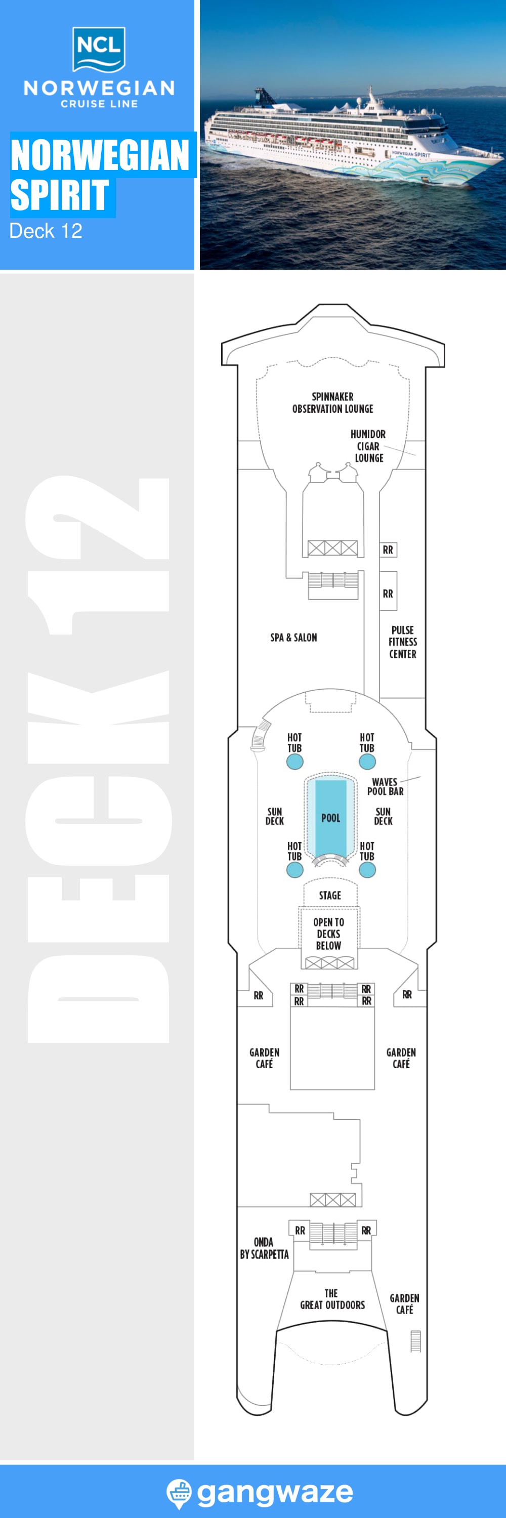 Norwegian Spirit Deck 12 - Activities & Deck Plan Layout