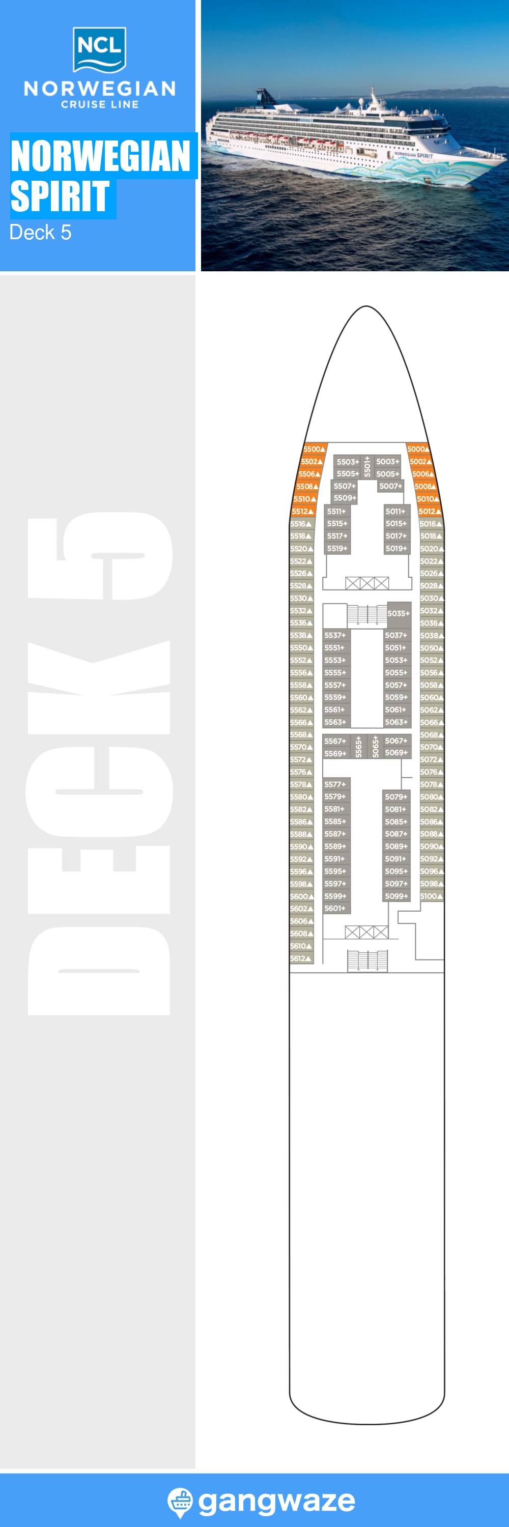 Norwegian Spirit Deck 5 - Activities & Deck Plan Layout