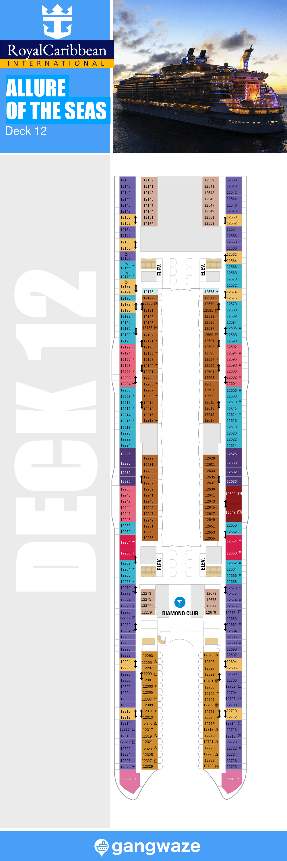 Allure of the Seas Deck 12 - Activities & Deck Plan Layout