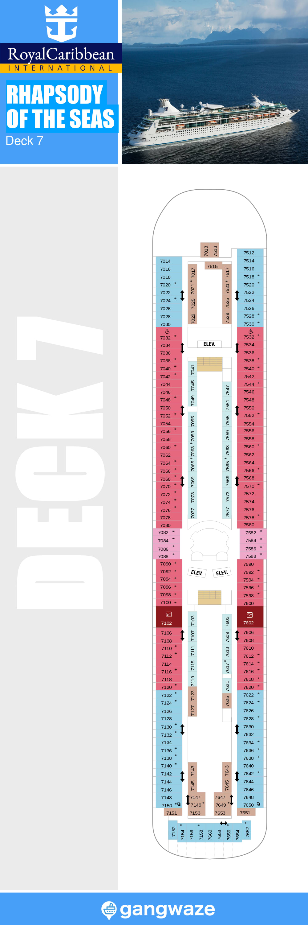 Rhapsody of the Seas Deck 7 - Activities & Deck Plan Layout