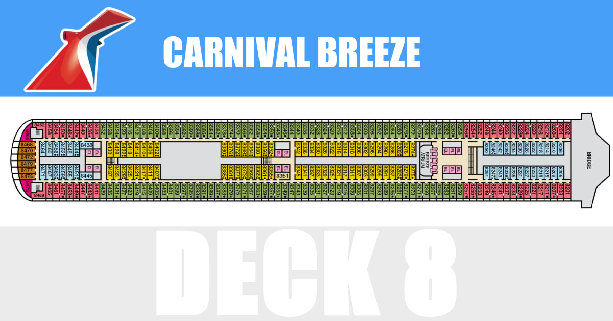 Carnival Breeze Deck 8 - Activities & Deck Plan Layout