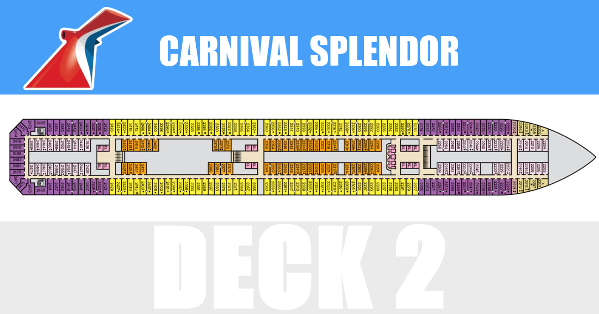Carnival Splendor Deck 2 - Activities & Deck Plan Layout