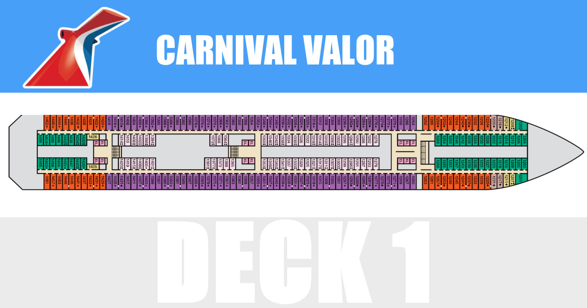 Carnival Valor Deck 1 - Activities & Deck Plan Layout