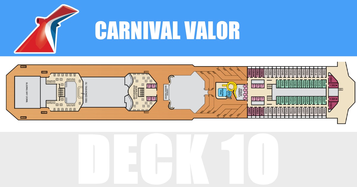 Carnival Valor Deck 10 - Activities & Deck Plan Layout