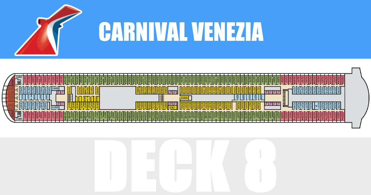 Carnival Venezia Deck 8 - Activities & Deck Plan Layout