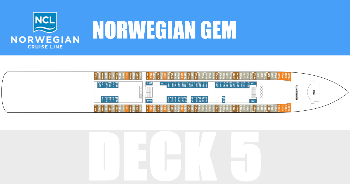 Norwegian Gem Deck 5 - Activities & Deck Plan Layout