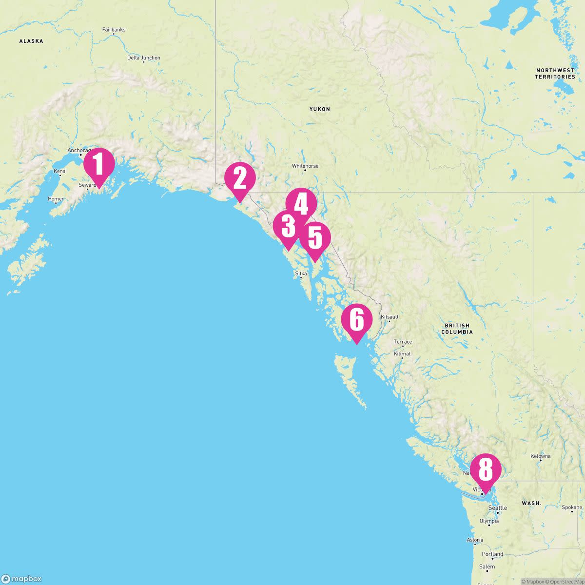 Sapphire Princess - August 24th, 2024 - Cruise Map & Port Info