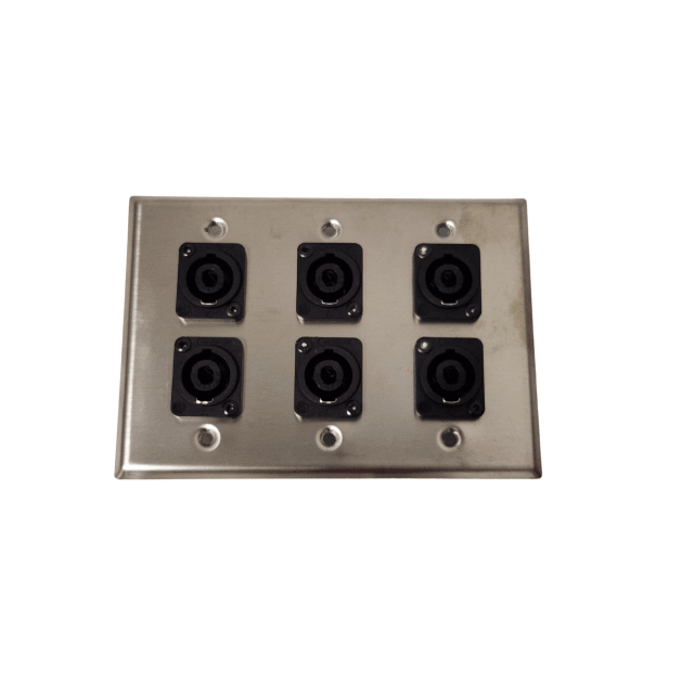 CBI 3 Gang Wall Plate, 6 Speakon - 1/4\" Combo Female Jacks | GearTree