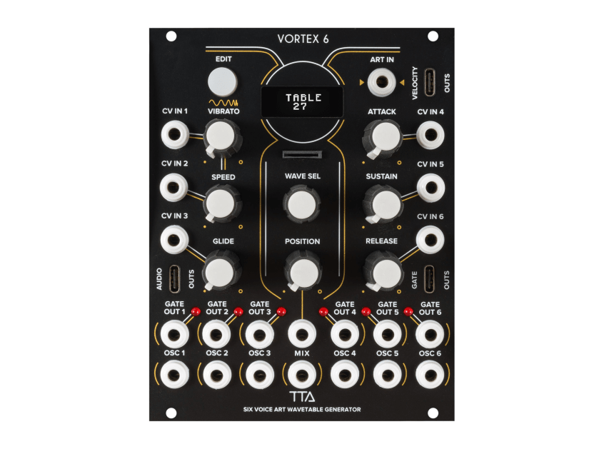 Tiptop Audio Vortex6 Polyphonic 6-voice Wavetable Oscillator Eurorack Synth Module, Black | GearTree