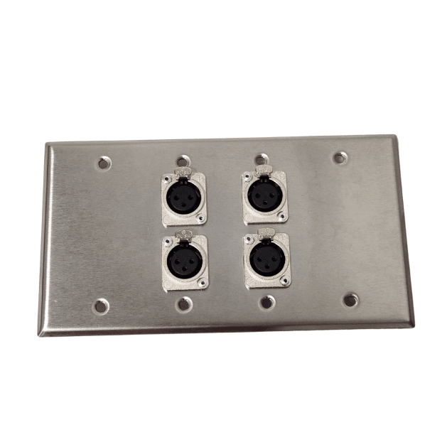 CBI 4 Gang Wall Plate, 4 XLR Neutrick Male | GearTree