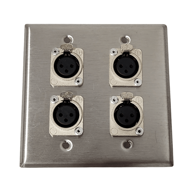 CBI 2 Gang Wall Plate, 4 XLR Neutrick Female | GearTree