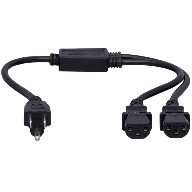 Hosa YIE-406 Dual IEC C13 to NEMA 5-15P Power Y Cable, 18-Gauge, 1.5 ...