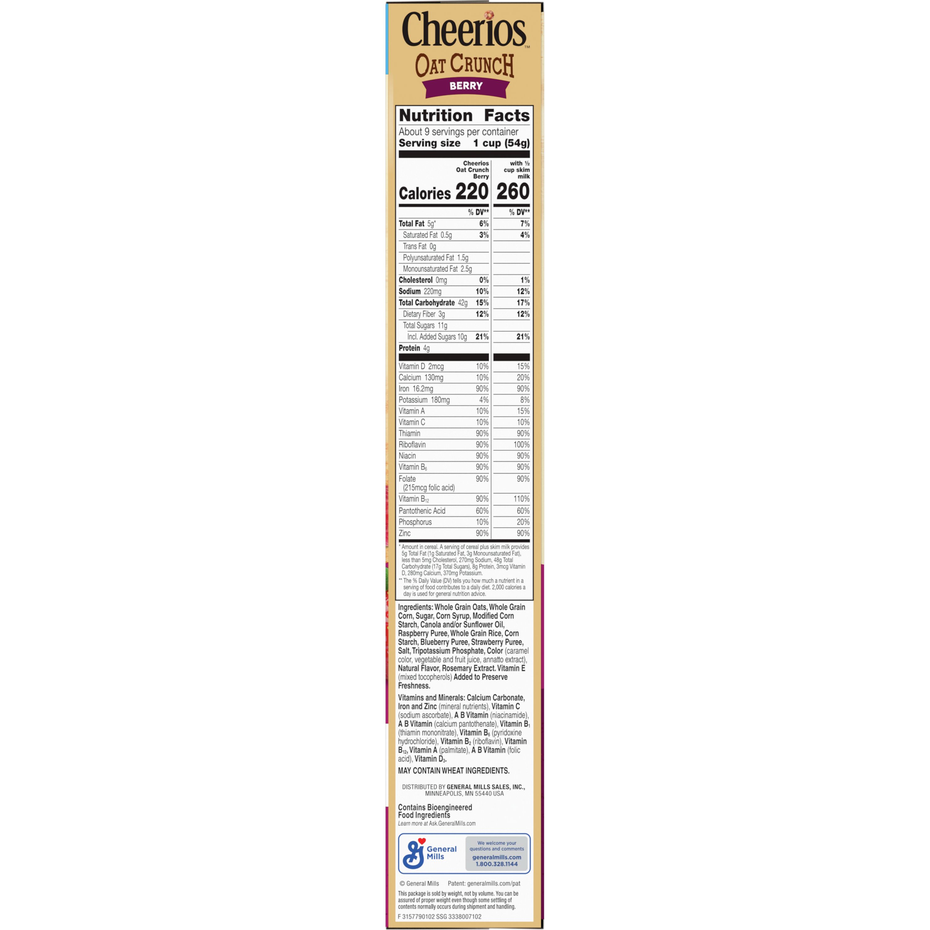 Cheerios Cereal Nutrition Facts