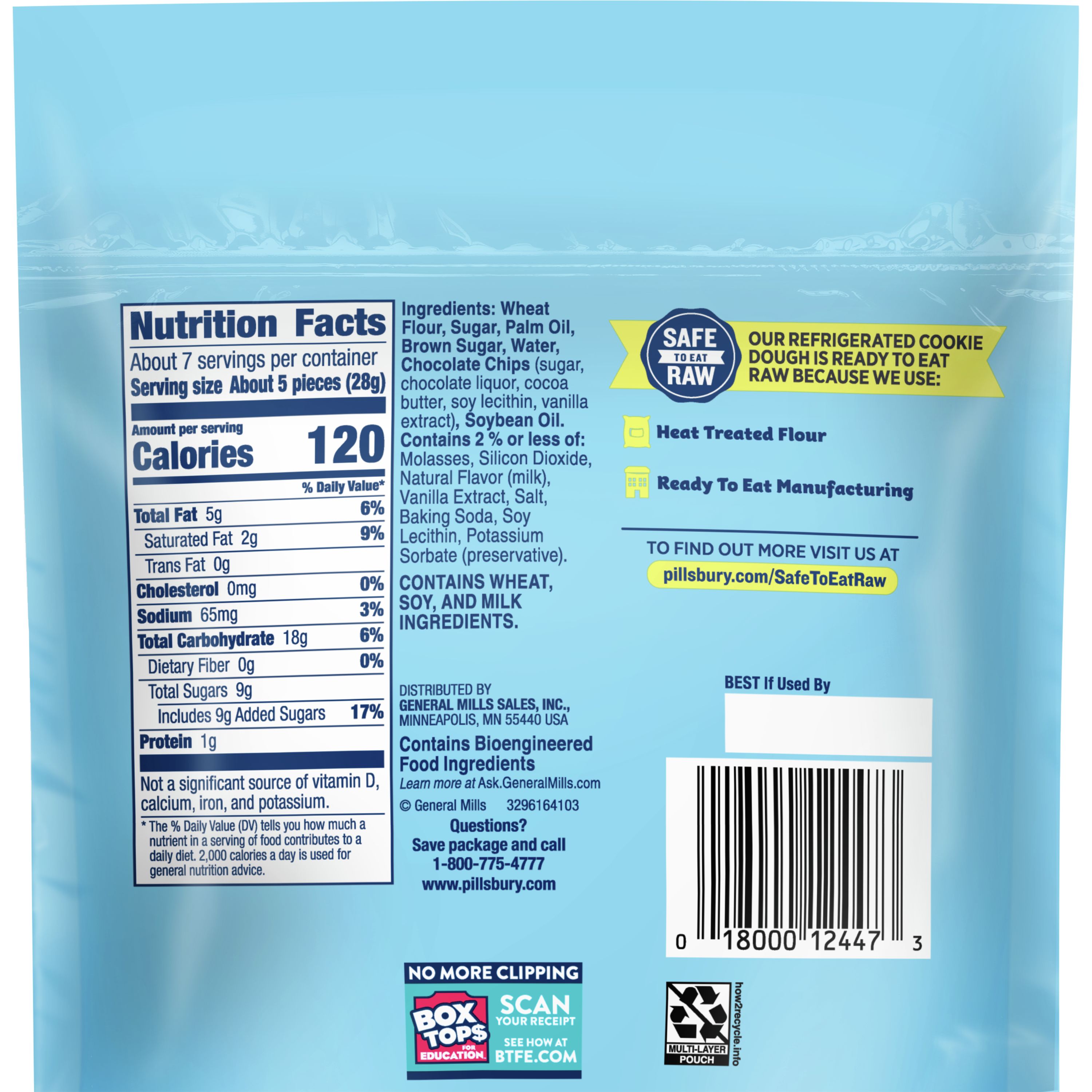 Pillsbury Chocolate Chip Cookie Dough Nutrition
