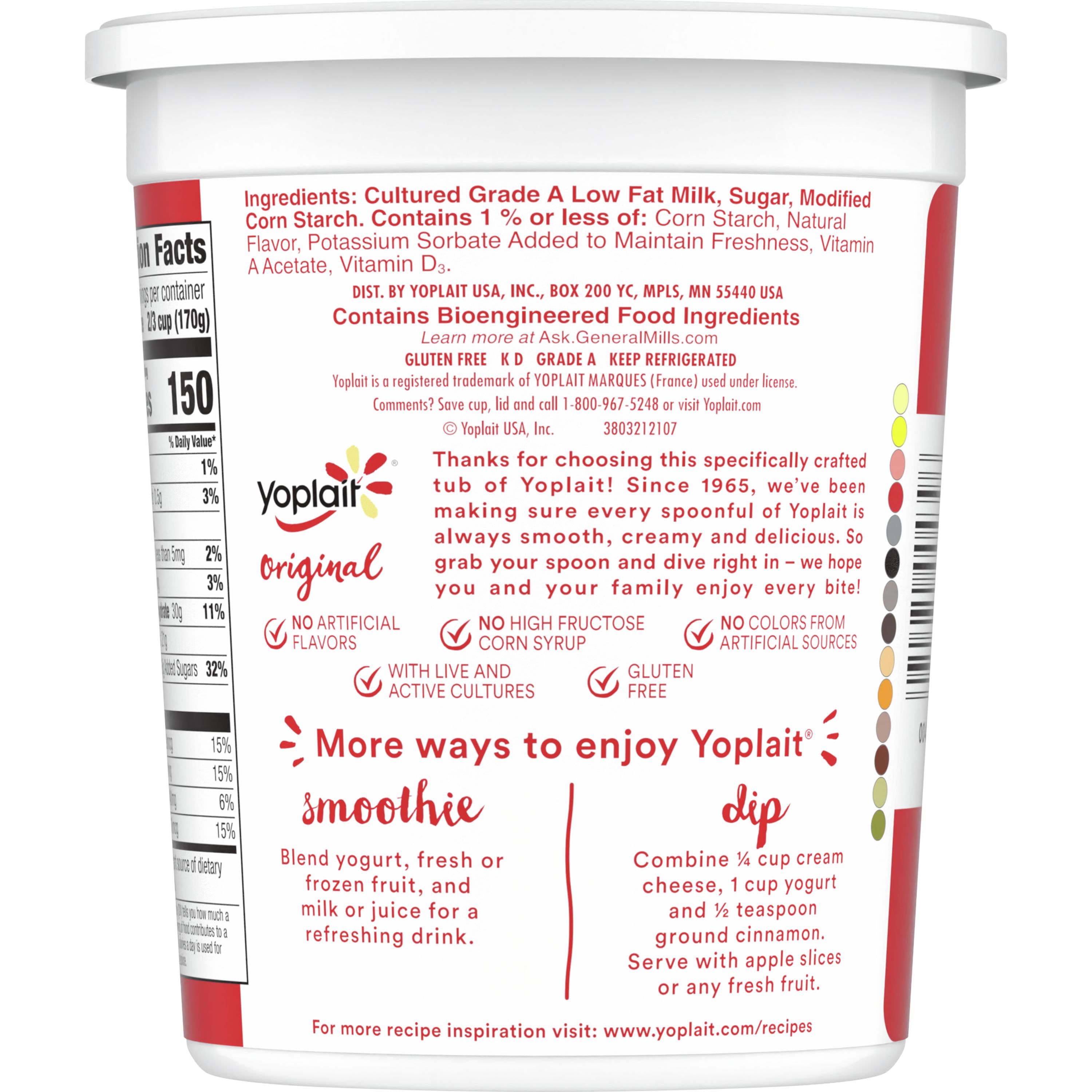 Yoplait Vanilla Yogurt Tub