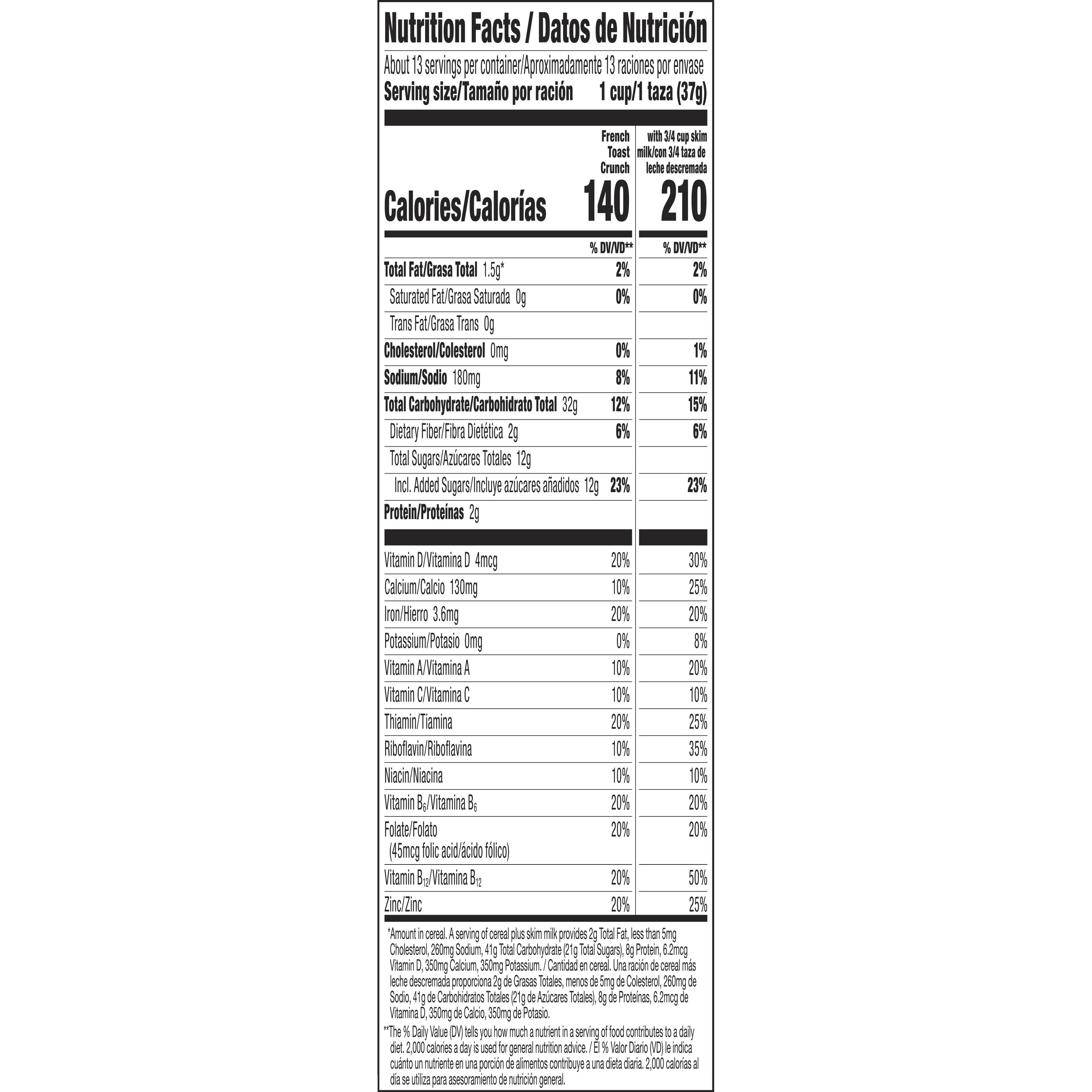 Cereal Box Nutrition Facts