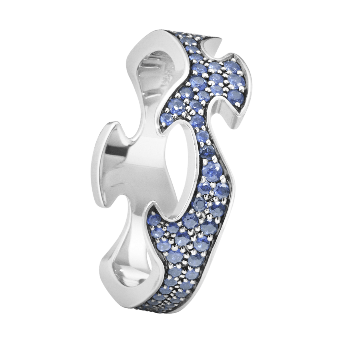 Fusion 18 kt white gold centre ring with blue sapphire Fusion 18 kt white gold centre ring with blue sapphire