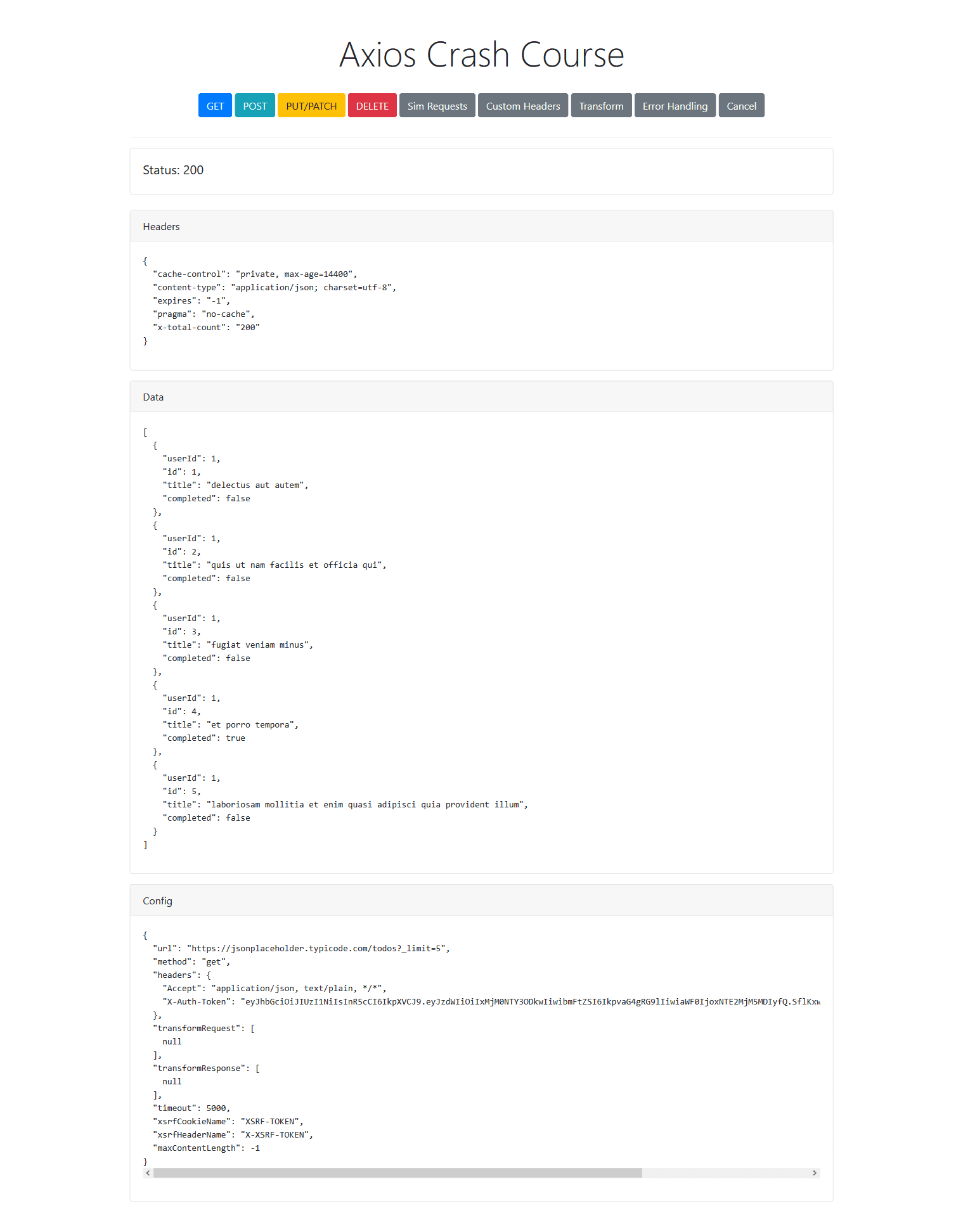 GitHub - gerhynes/axios-crash-course: A demo page to explore making HTTP requests with Axios ...