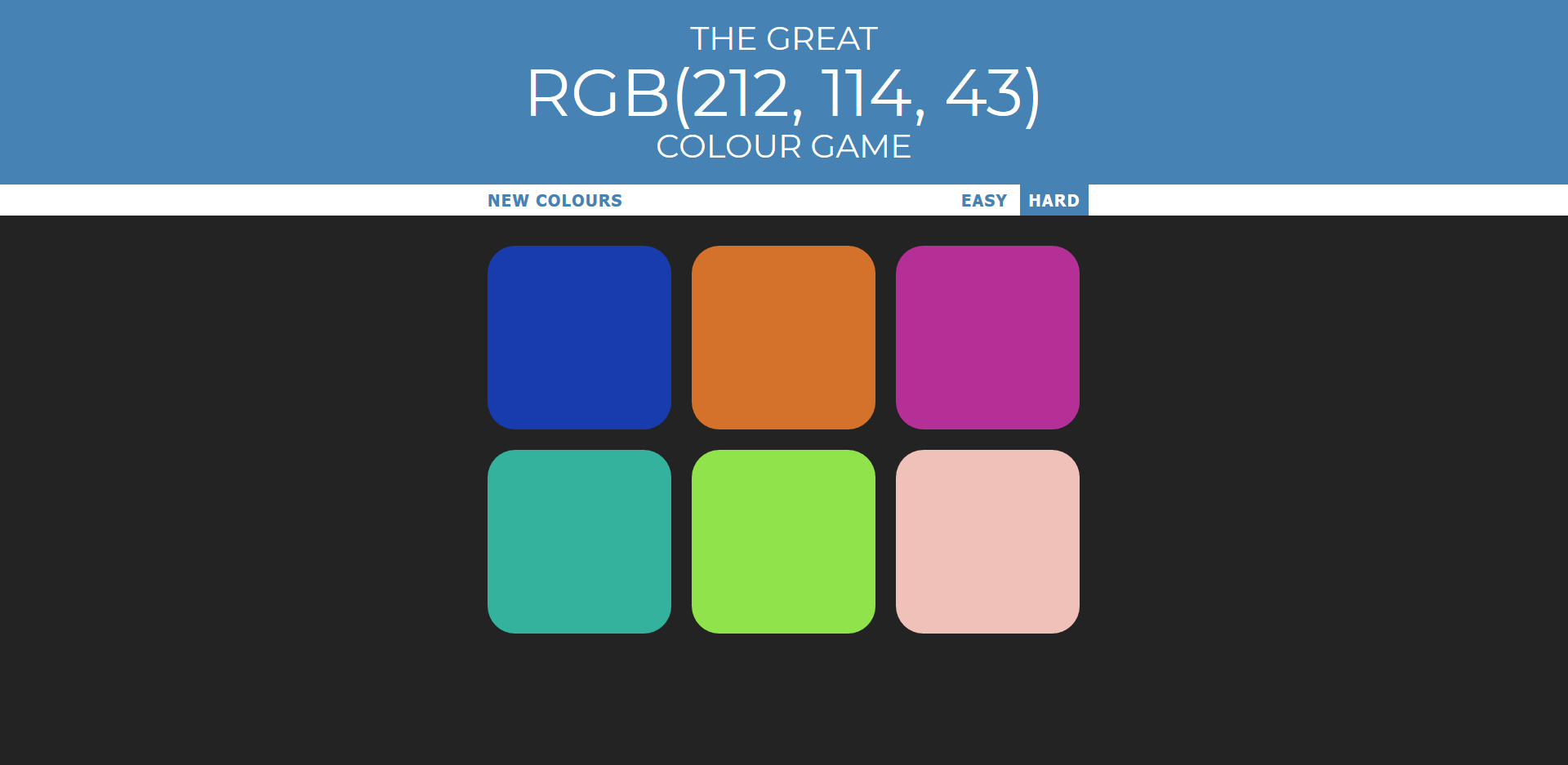 GitHub - gerhynes/rgba-colour-game: An RGBA colour guessing game. Built for Colt Steele's Web ...