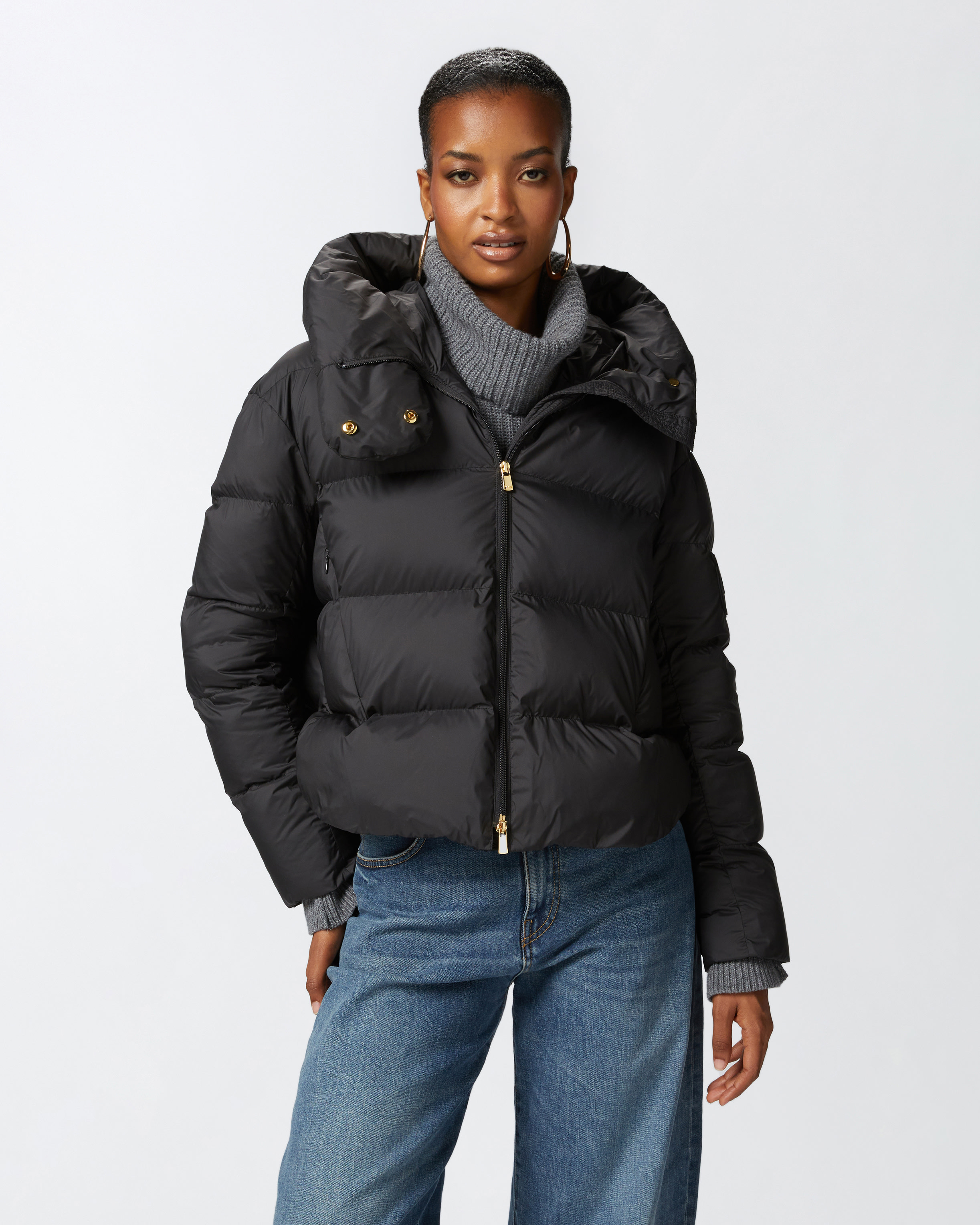 Padded down jacket with high wrap-around collar PINKO Padded down jacket with high wrap-around collar PINKO