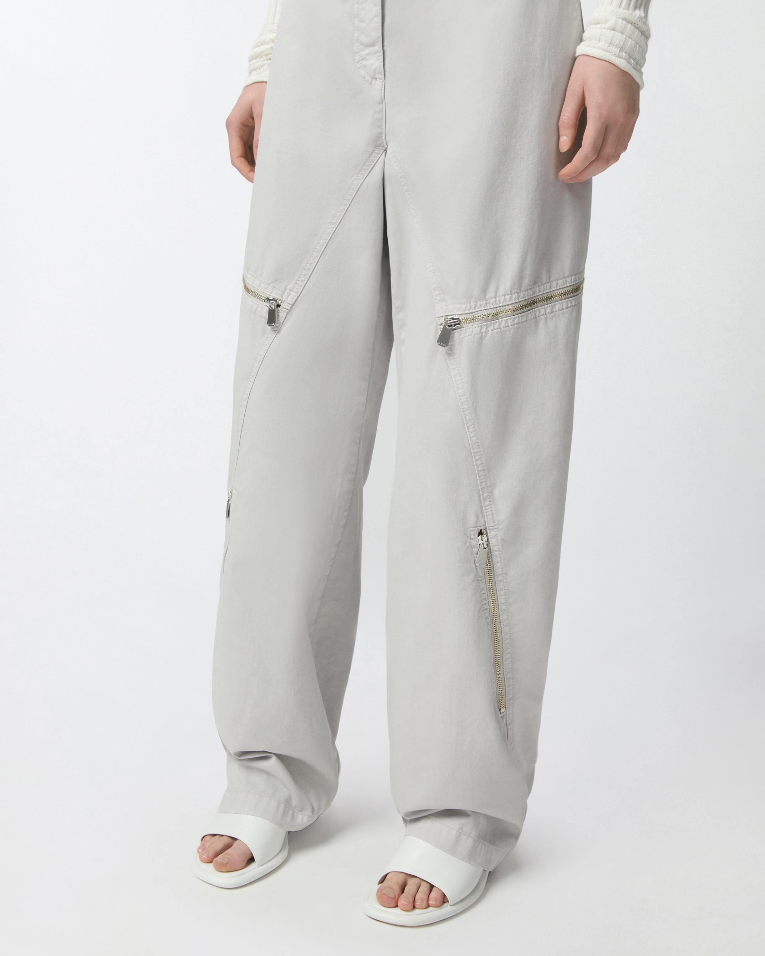 Wide-leg cotton trousers with zip PINKO → Shop Online Wide-leg cotton trousers with zip PINKO → Shop Online