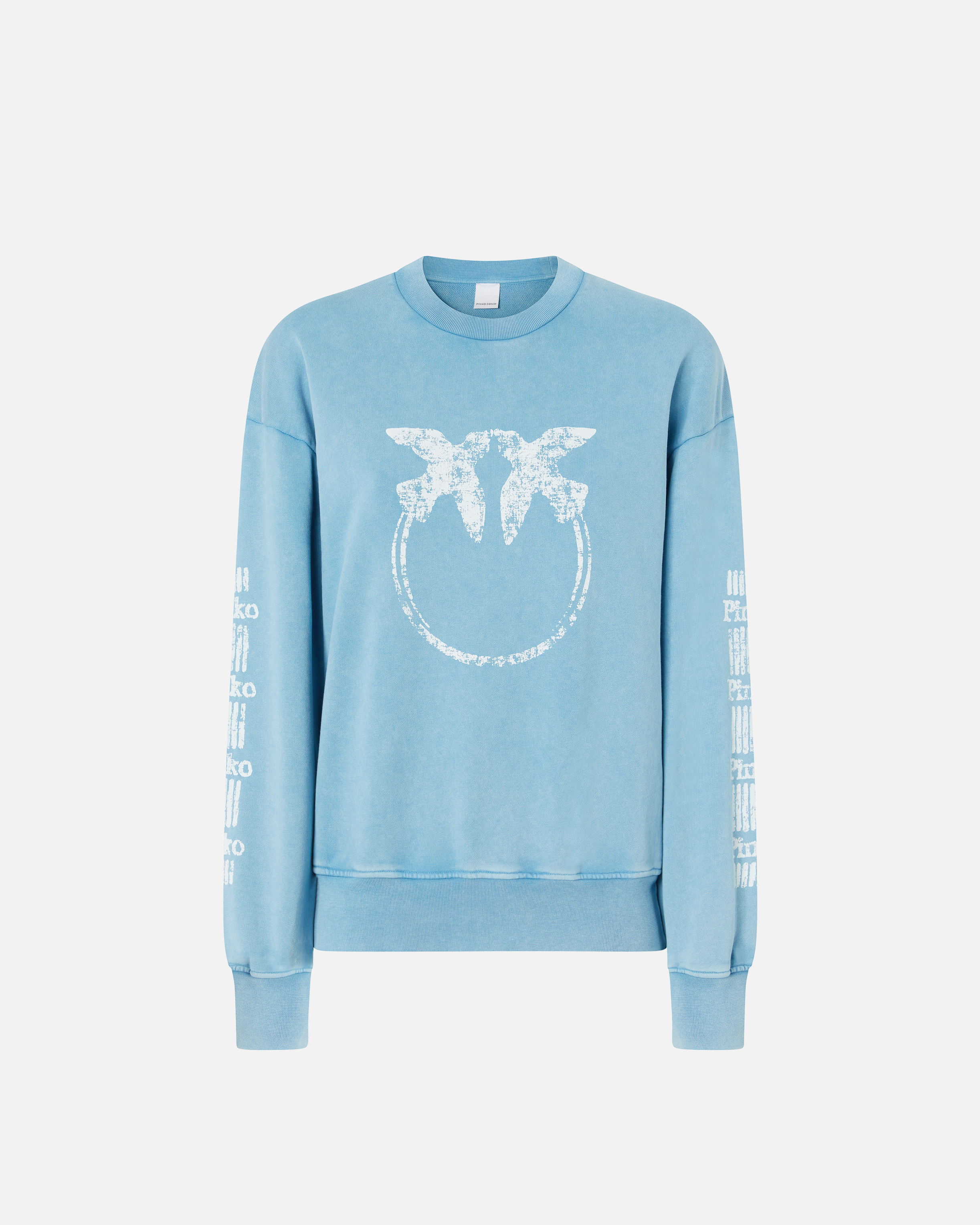 Cotton sweatshirt with logo-branded sleeves PINKO → Shop Online Cotton sweatshirt with logo-branded sleeves PINKO → Shop Online