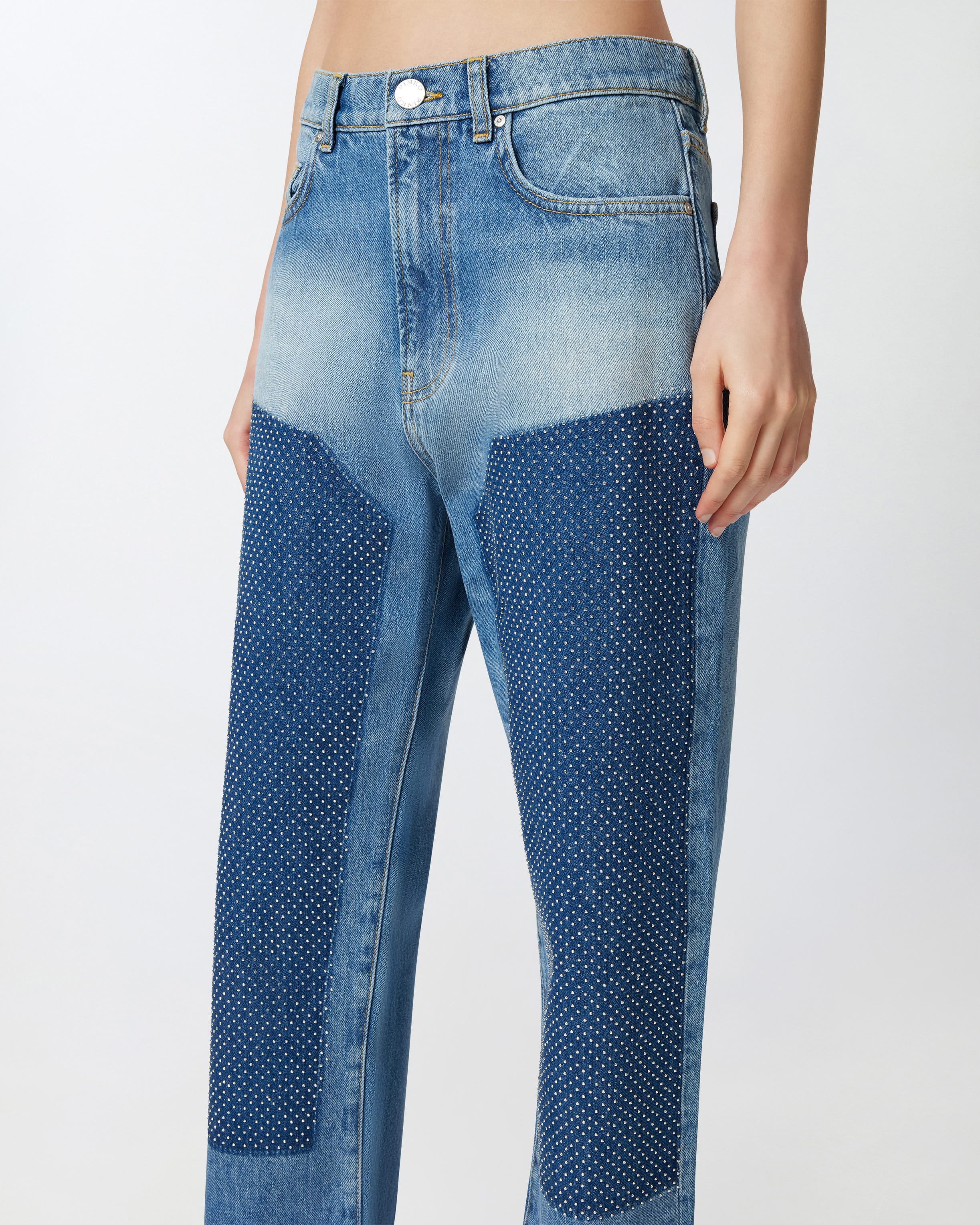 Straight-leg jeans with mini rhinestone studs PINKO → Shop Straight-leg jeans with mini rhinestone studs PINKO → Shop