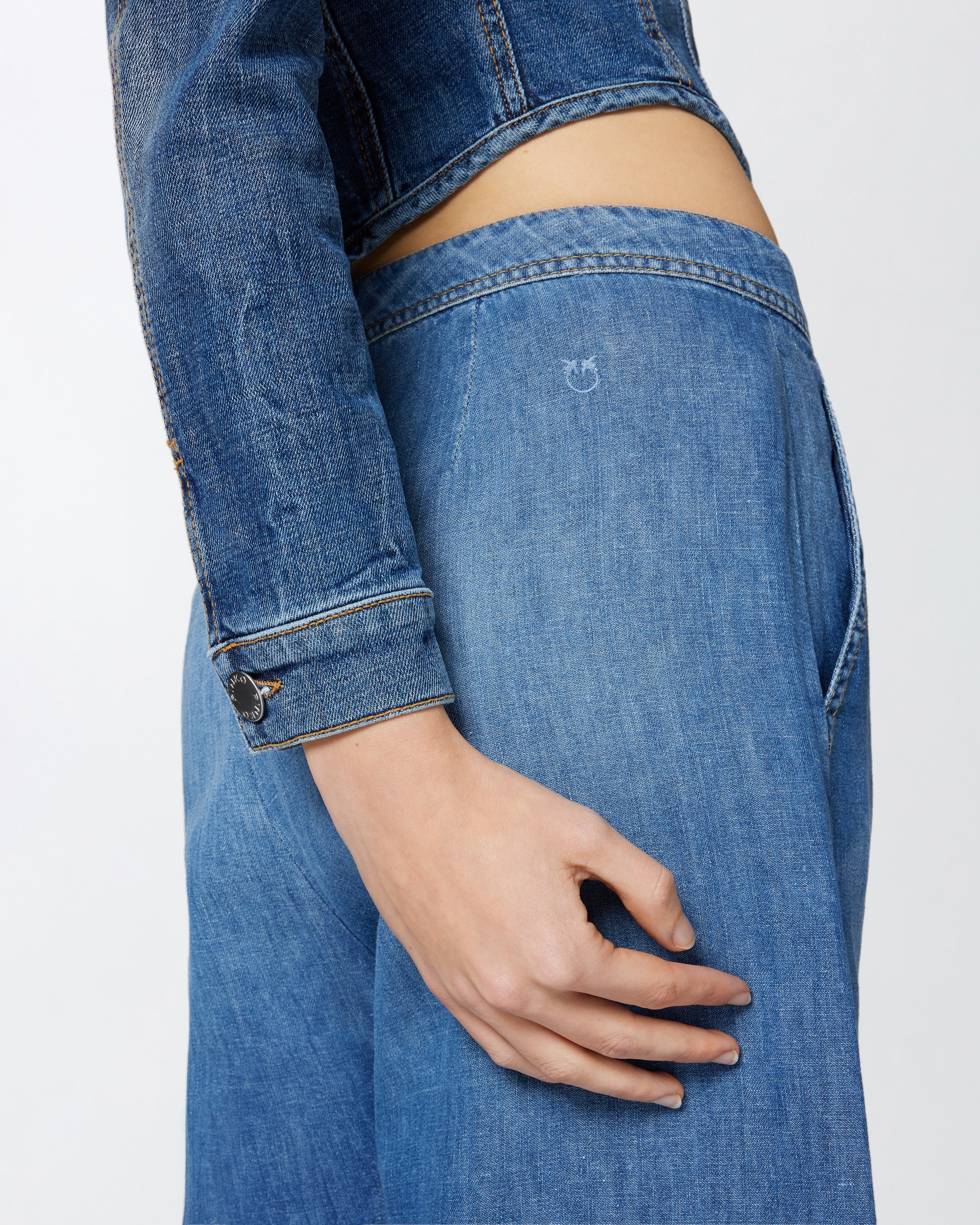 Linen-blend denim palazzo jeans PINKO → Shop Online Linen-blend denim palazzo jeans PINKO → Shop Online