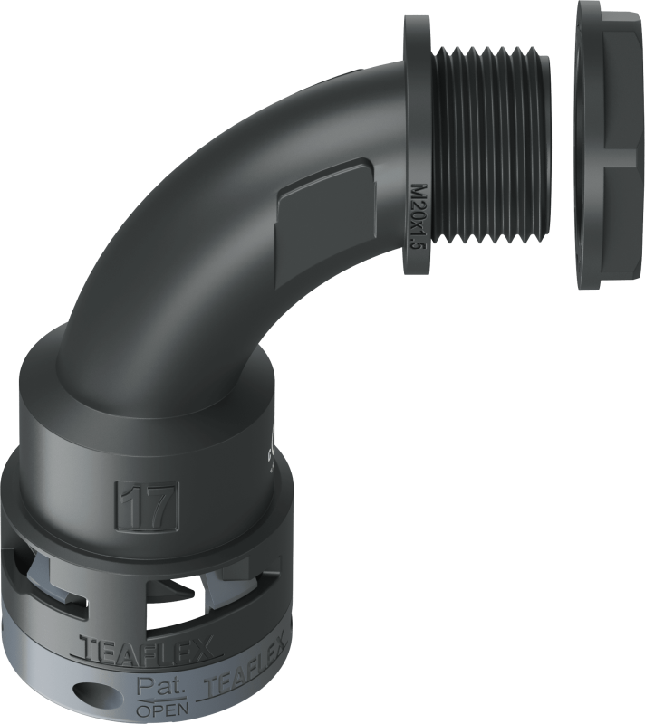 Raccordo BN a 90° senza spigoli interni in poliammide IP66 cULus | Teaflex