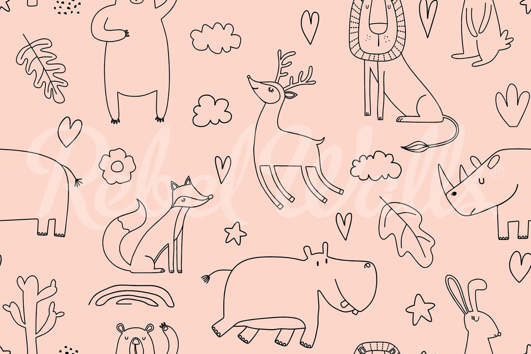 Sketches, Pink - Wallpaper | Rebel Walls