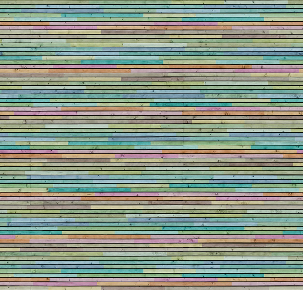 Wooden Slats, Colourful | Rebel Walls