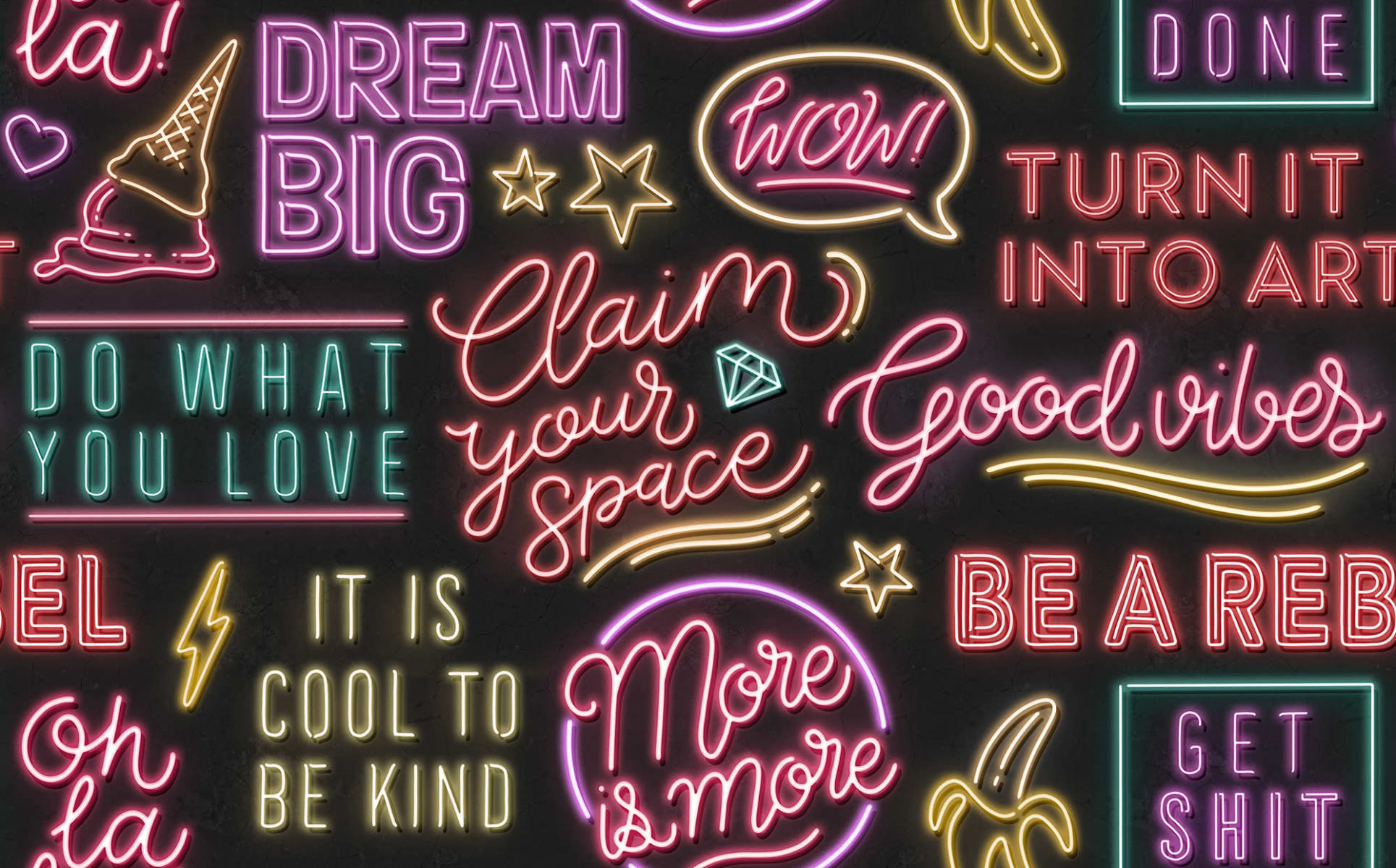 Neon Vibes Black - Rebel Walls