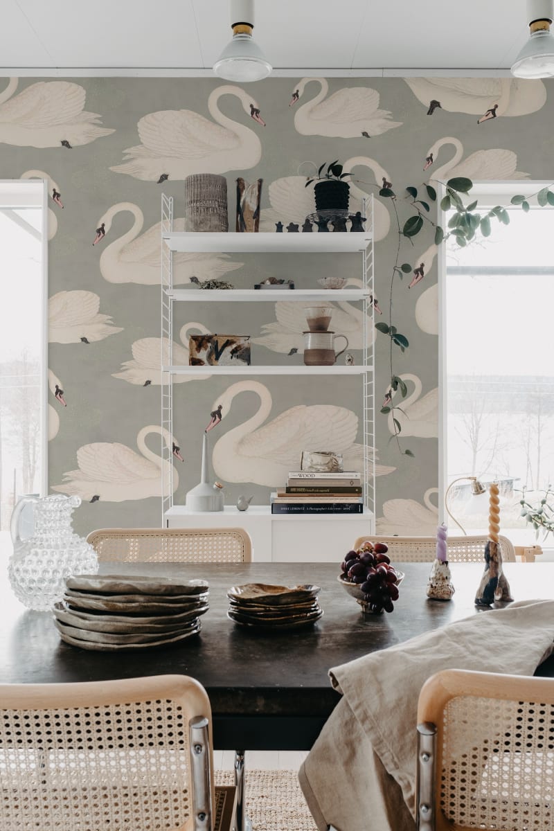 Whooper Swan Soft Blue - Wallpaper | Rebel Walls