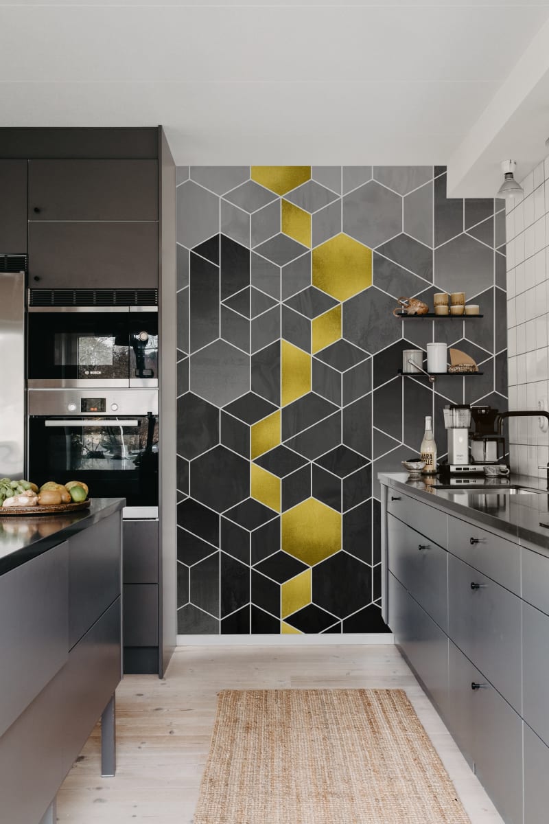 Gradient Geometry, Graphite | Rebel Walls