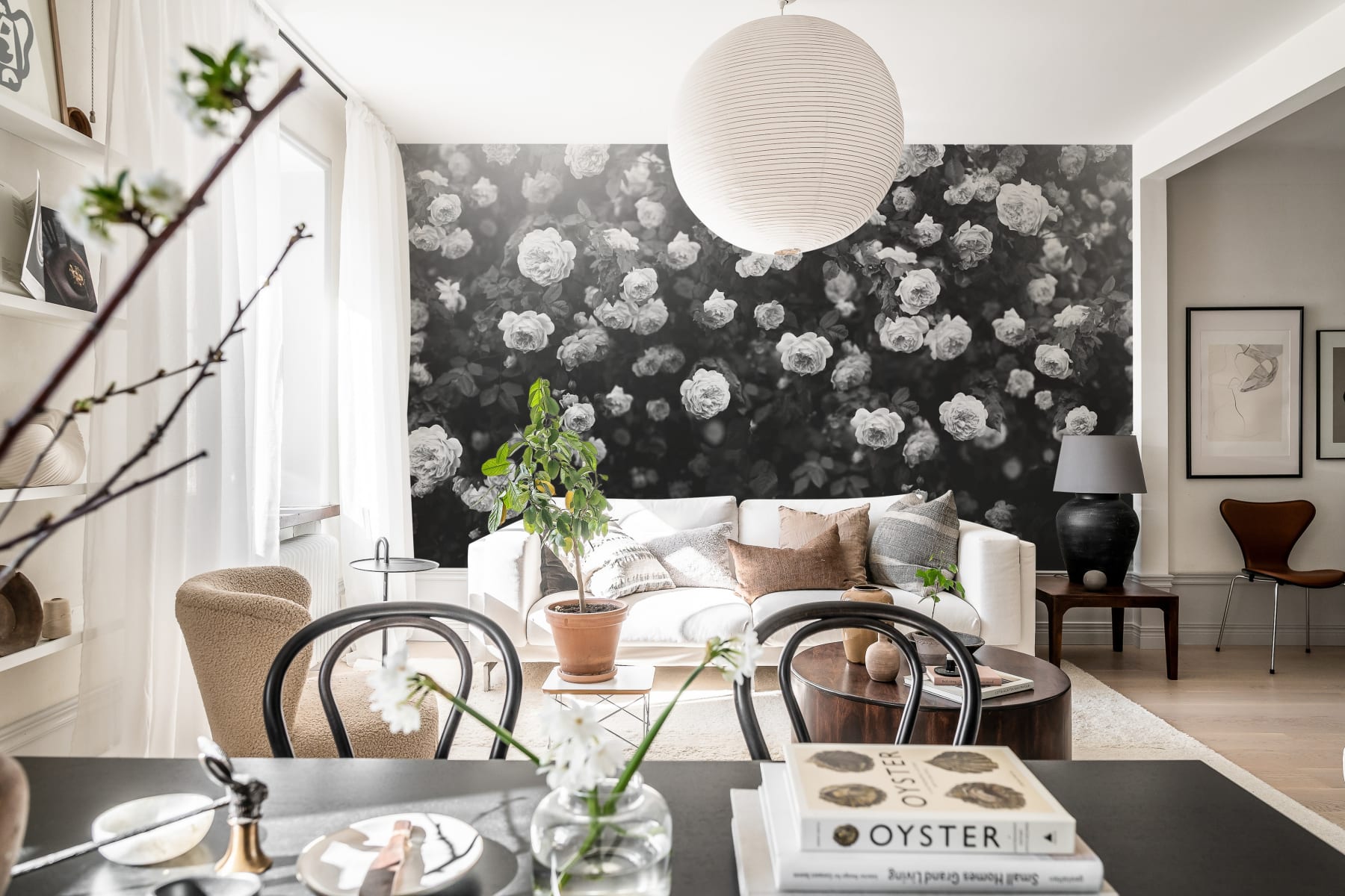 Regal Rose, Black & White | Rebel Walls
