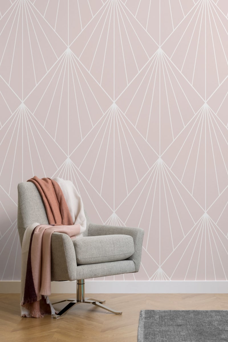Crawford Pink Art Deco Wallpaper Mural - Hovia