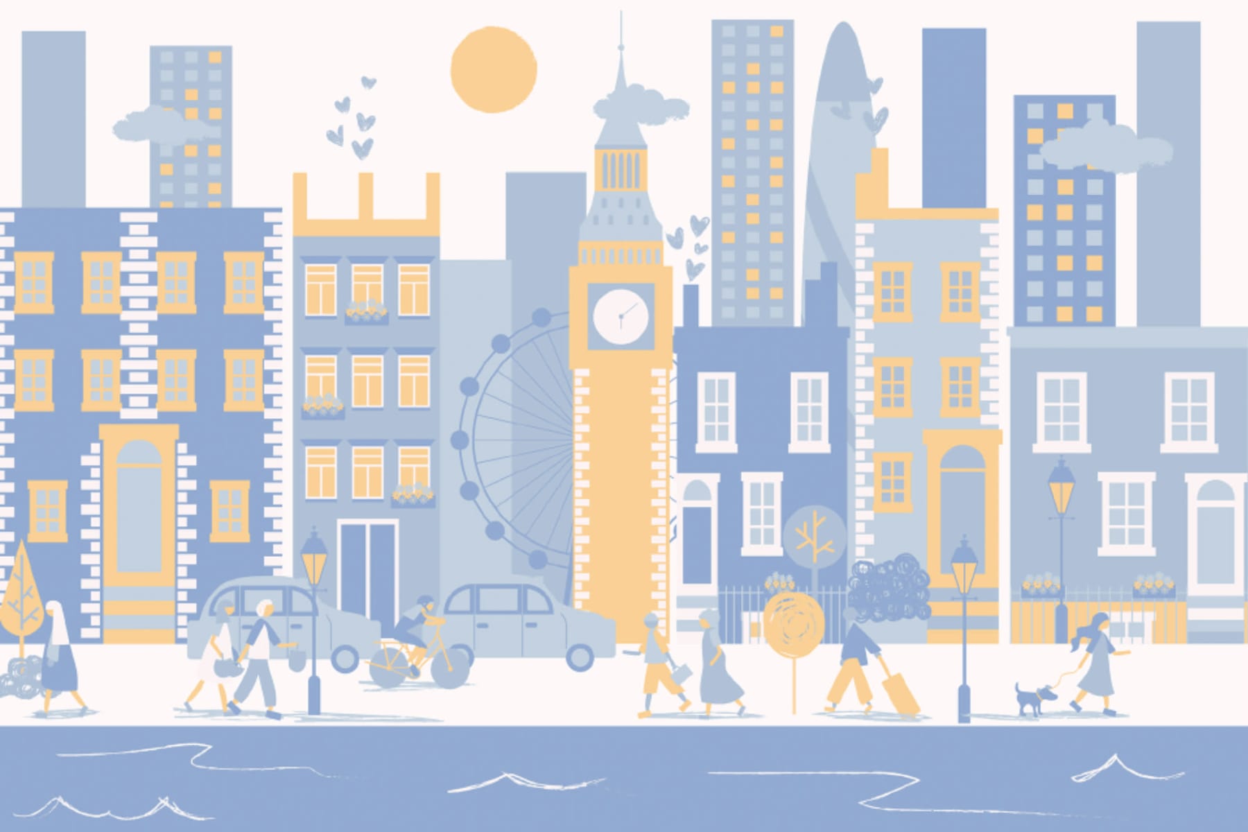 Blue London City Living Wallpaper Mural - Hovia | Hovia