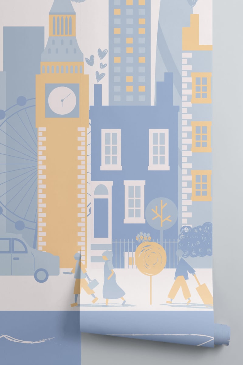 Blue London City Living Wallpaper Mural - Hovia | Hovia