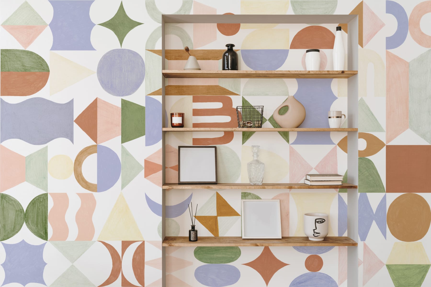 Pastel Geometric Totem Shapes Wallpaper Mural - Hovia - Hovia