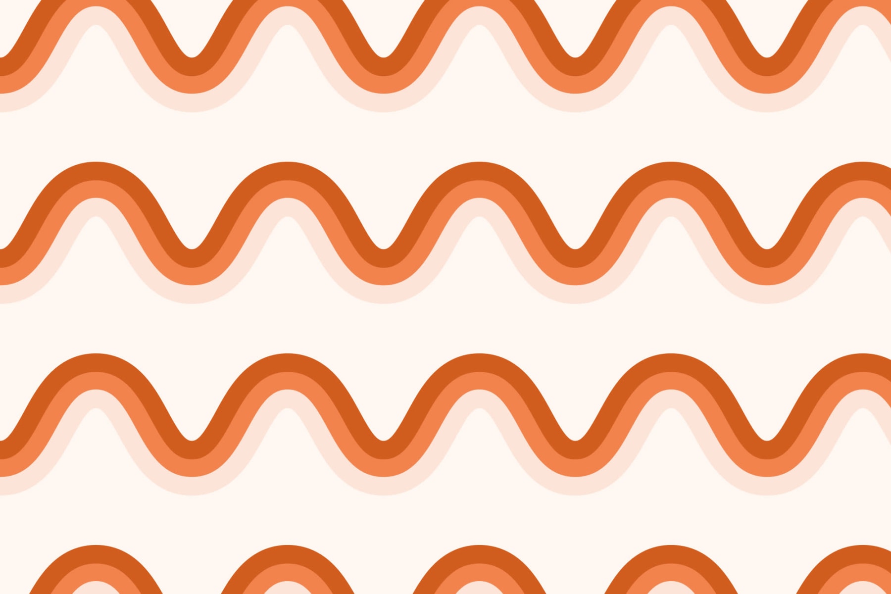 Terracotta Orange 70's Retro Wave Repeat Pattern Wallpaper - Hovia