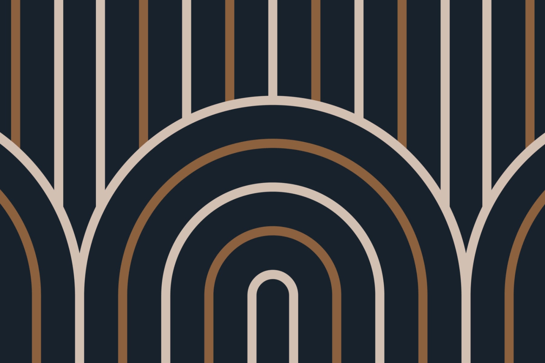 Navy & Mustard Retro Loop Pattern Wallpaper - Hovia | Hovia