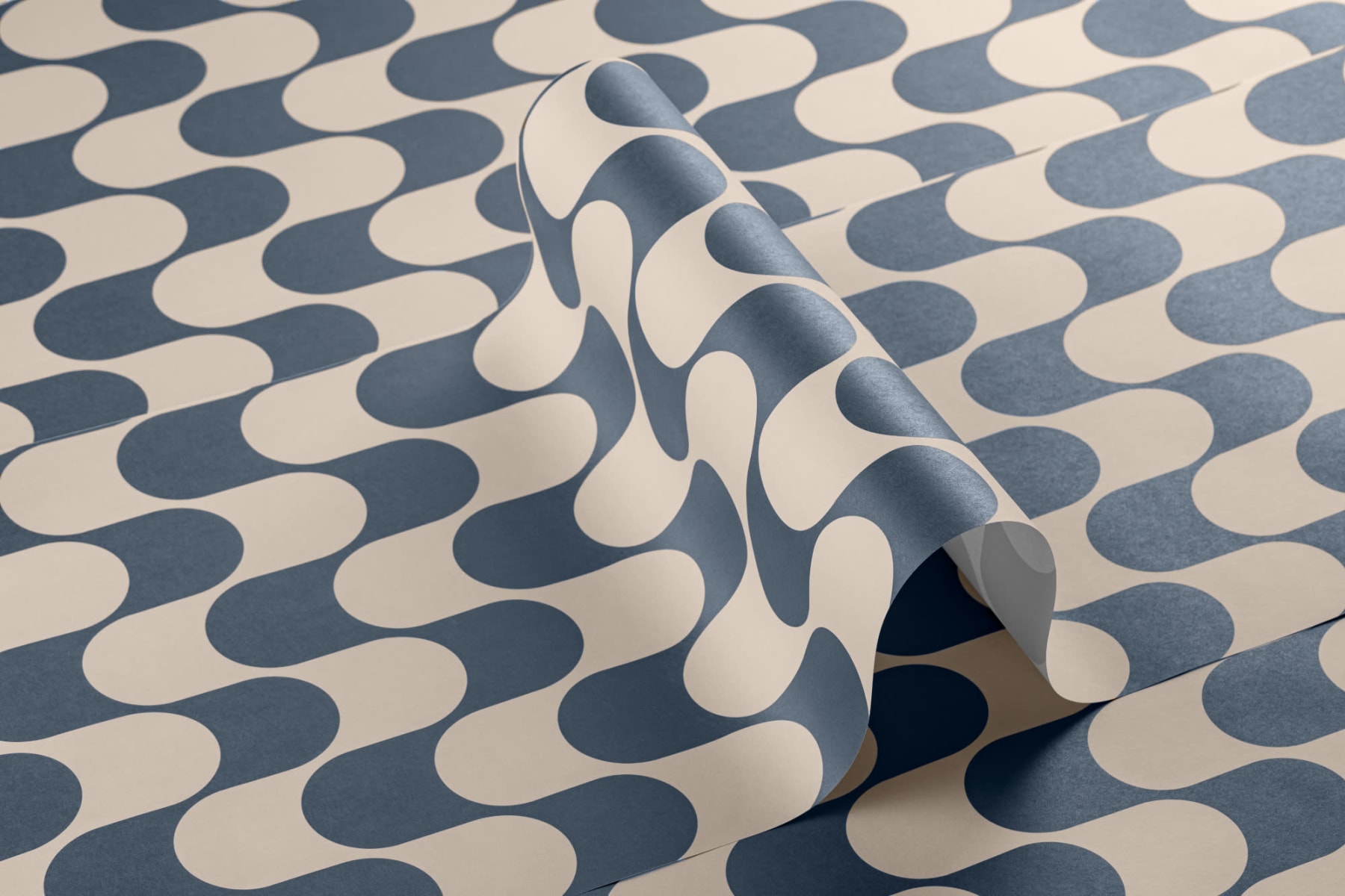 Blue Groovy Retro Pattern Wallpaper - Hovia