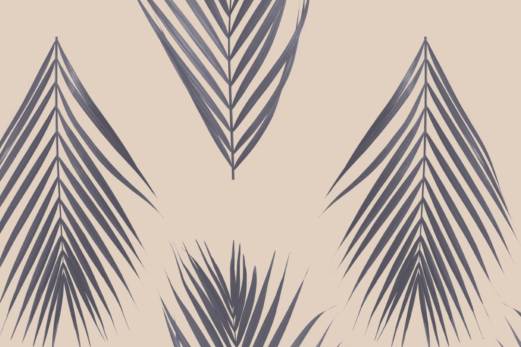 Blue & Cream Palm Leaf Pattern Wallpaper - Hovia