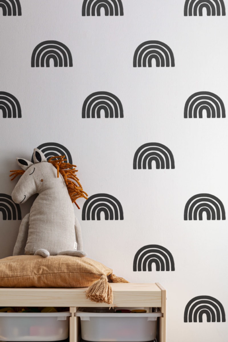 Black & White Modern Rainbow Pattern Wallpaper - Hovia