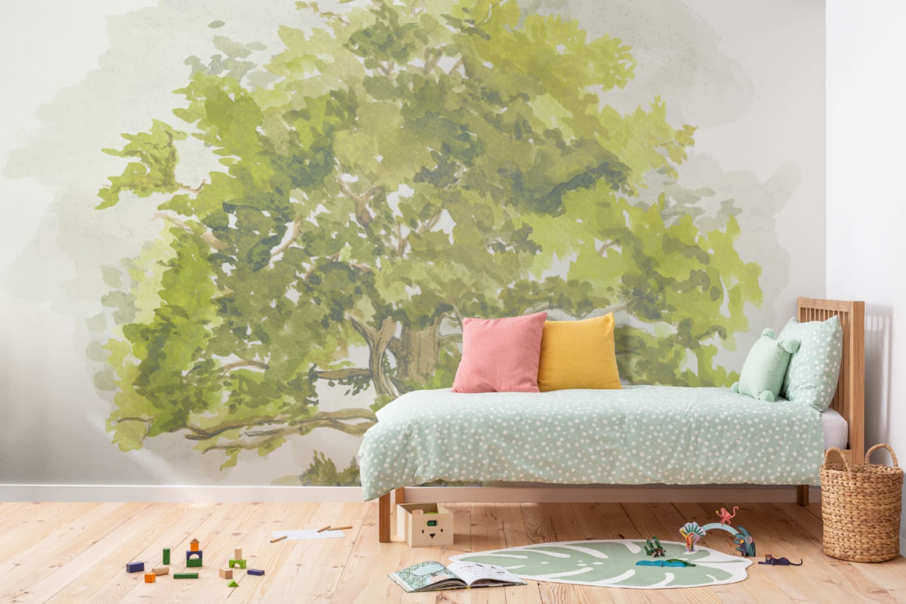 Papier Peint Arbre Vert Aquarelle - Hovia