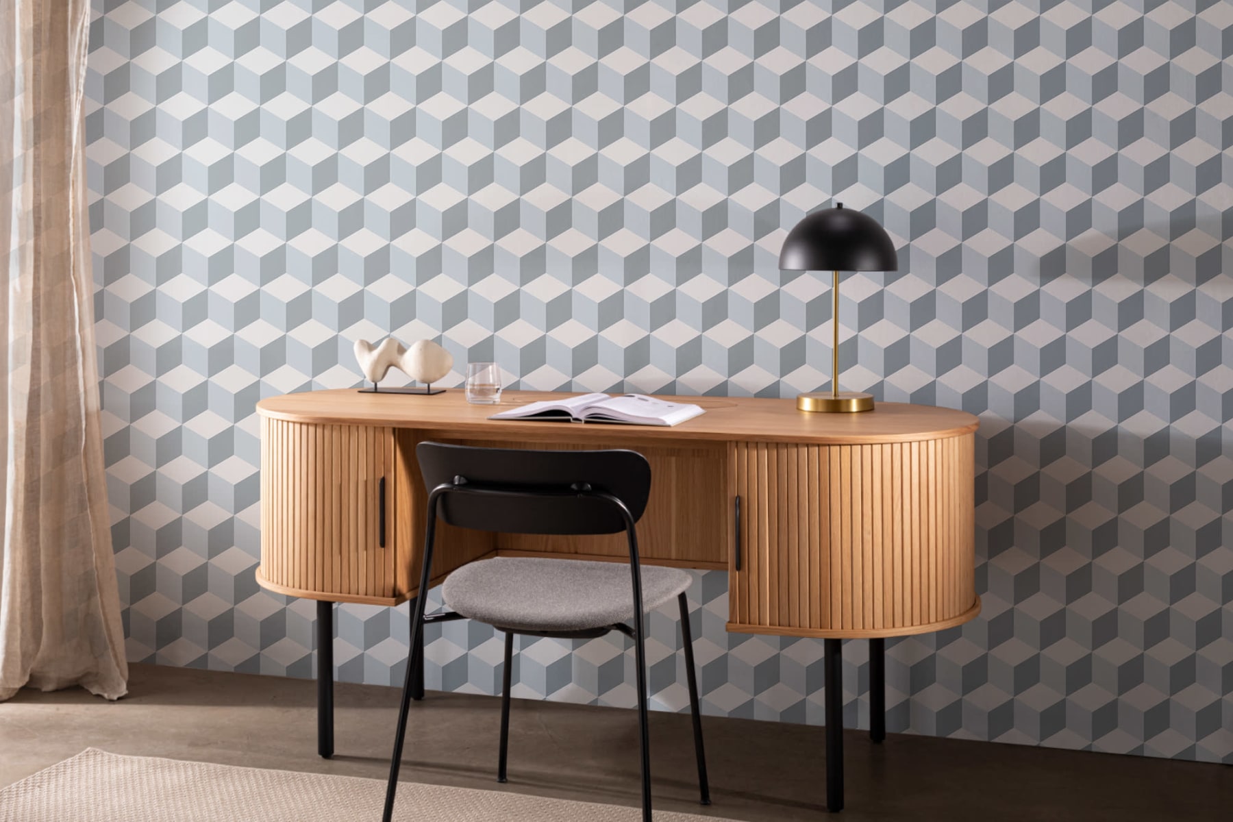 Geometric 3D Cube Wallpaper Mural - Hovia | Hovia