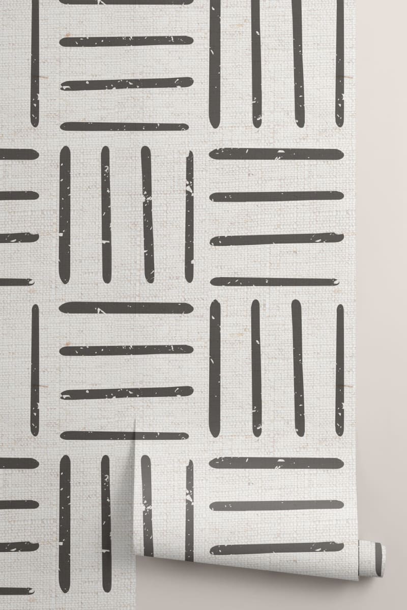 Black & White Tribal Lines Wallpaper Mural - Hovia