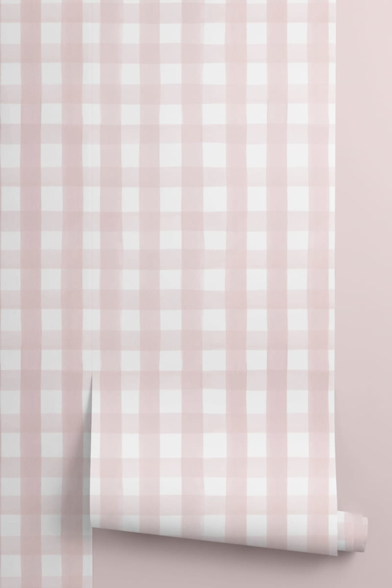 Pink Gingham Wallpaper - Hovia