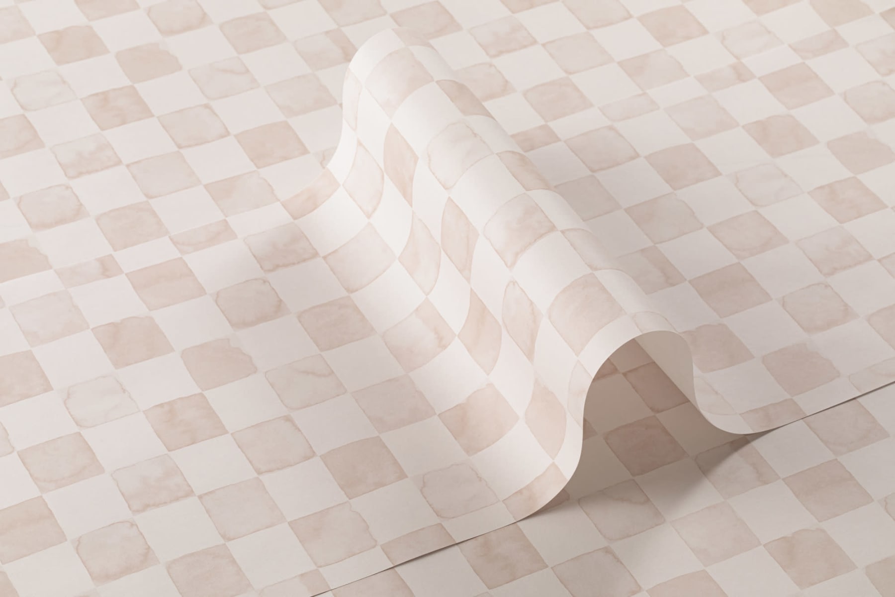 Nude Pink Watercolor Checkered Wallpaper - Hovia - Hovia